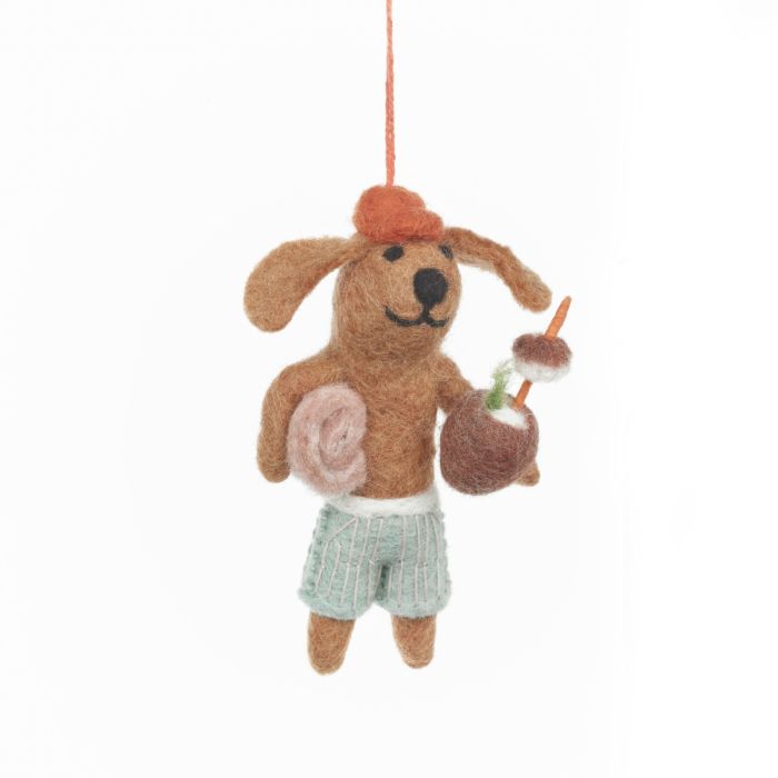 Handmade Felt Coconut Canine Hanging Summer Dog Decoration | FeltSoGood